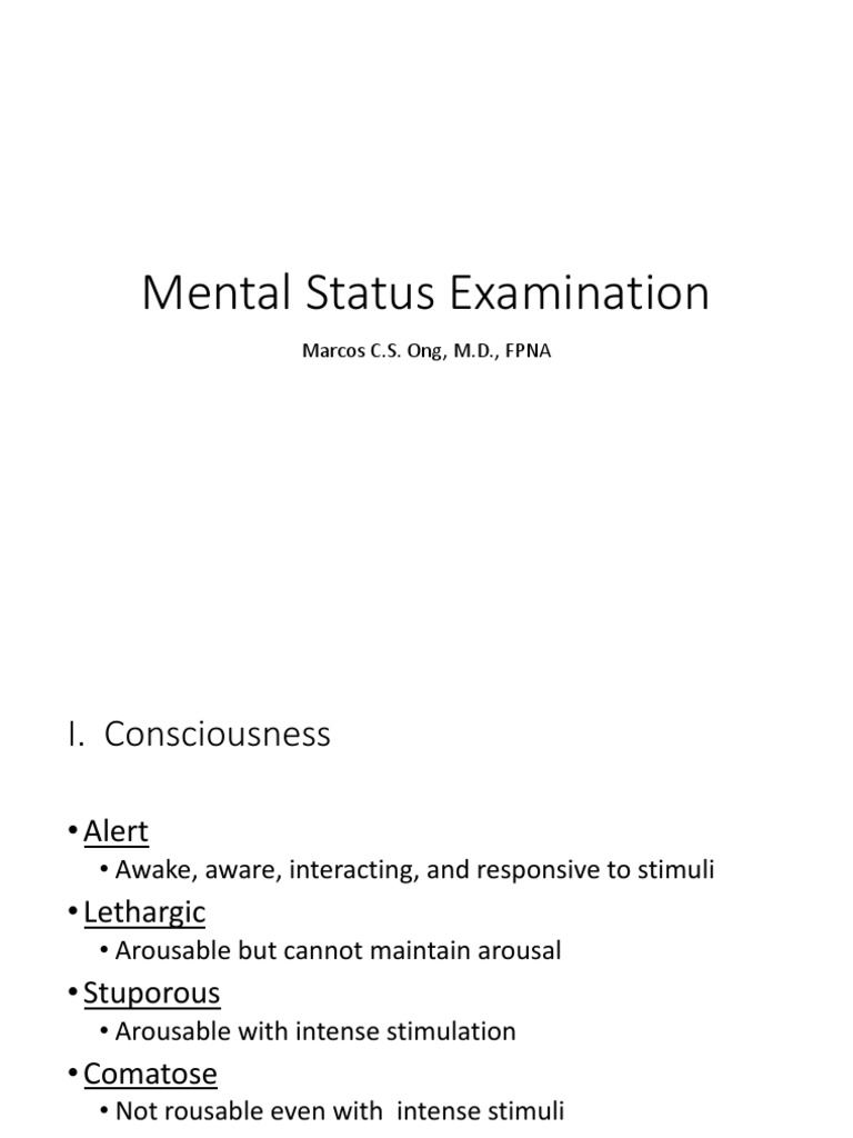 Mental Status Examination | Download Free PDF | Attention | Mental And ...