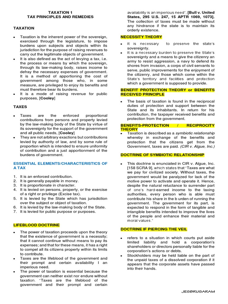 Tax 1 (Reviewer) | PDF | Income Tax | Taxes