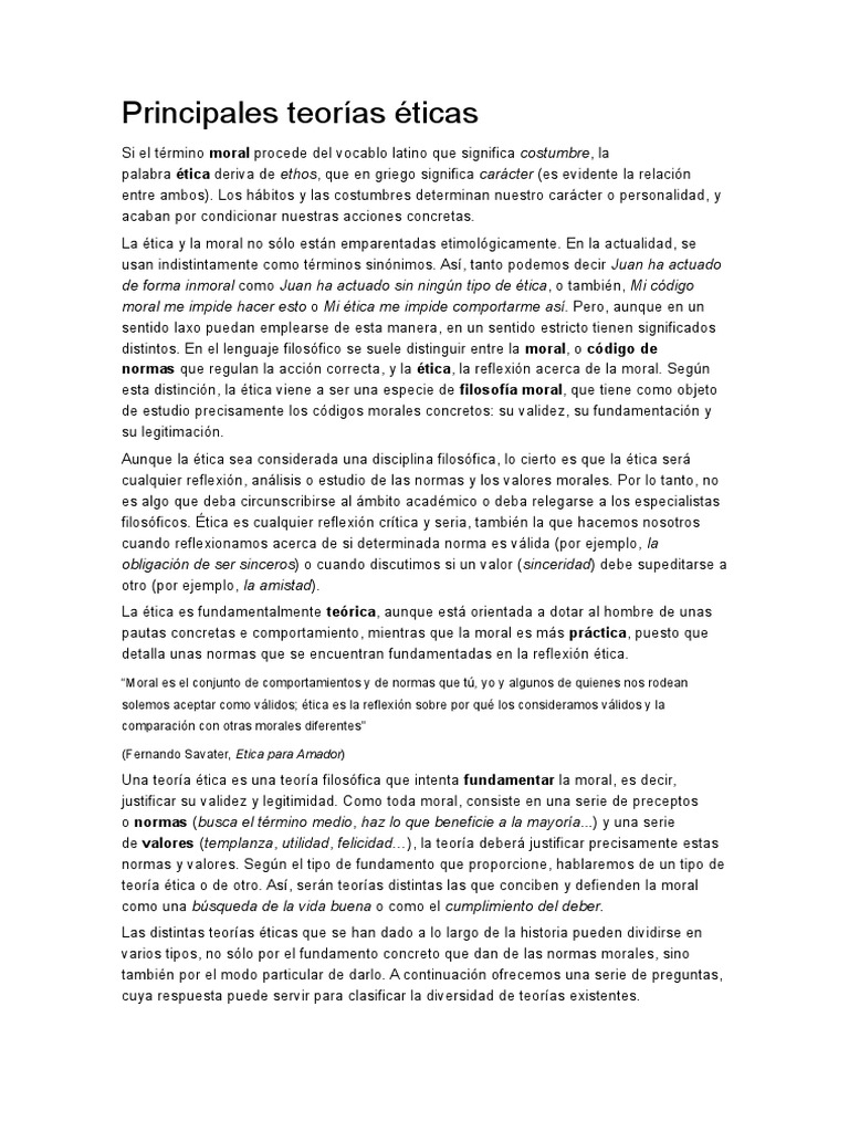 Principales Teorías Éticas | PDF | Hedonismo | Moralidad