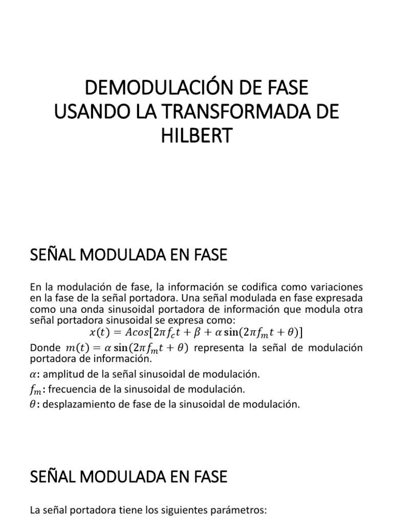 Demodulación de Fase Usando La Transformada de Hilbert | PDF | Modulación | Fase (ondas)