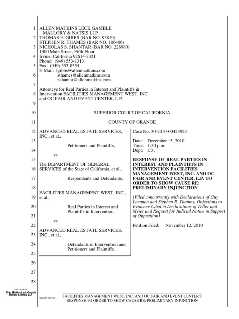 Response To Osc Re Preliminary Injunction | PDF | Present Value ...