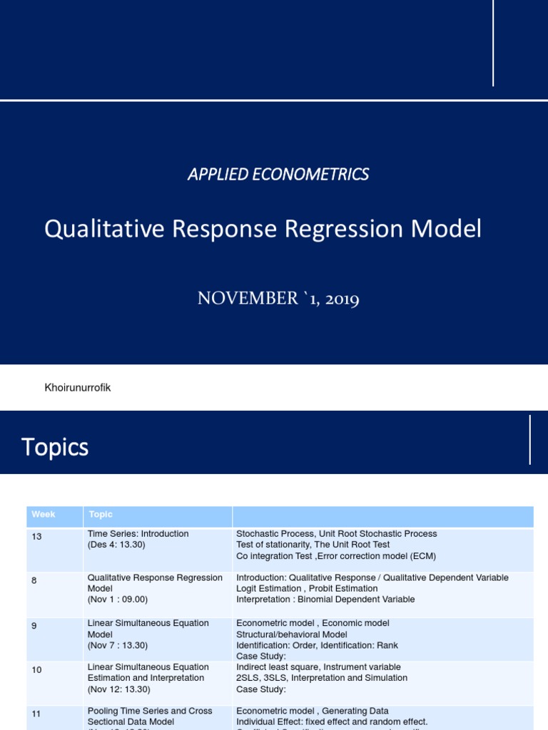 Lecture 8 - Limited Dependent Var PDF | PDF | Logistic Regression ...