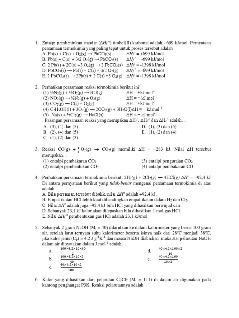 T Kimia Termo Xi | PDF | Sains & Matematika