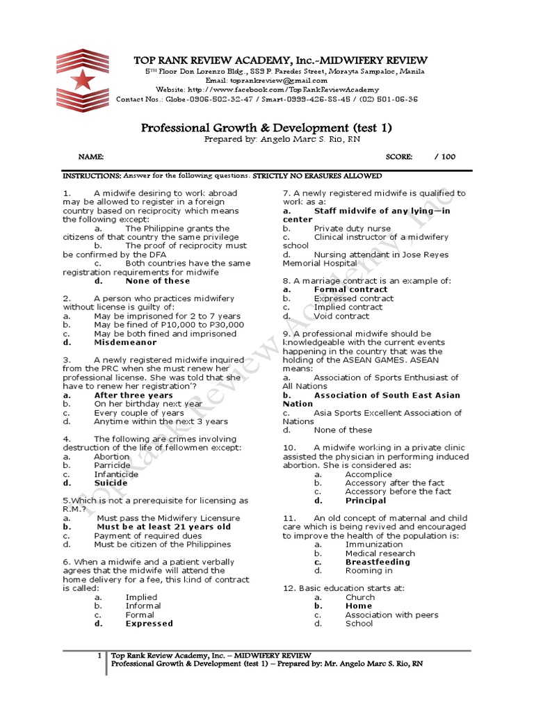 Midwifery Final Test 1 | PDF | Midwife | Midwifery