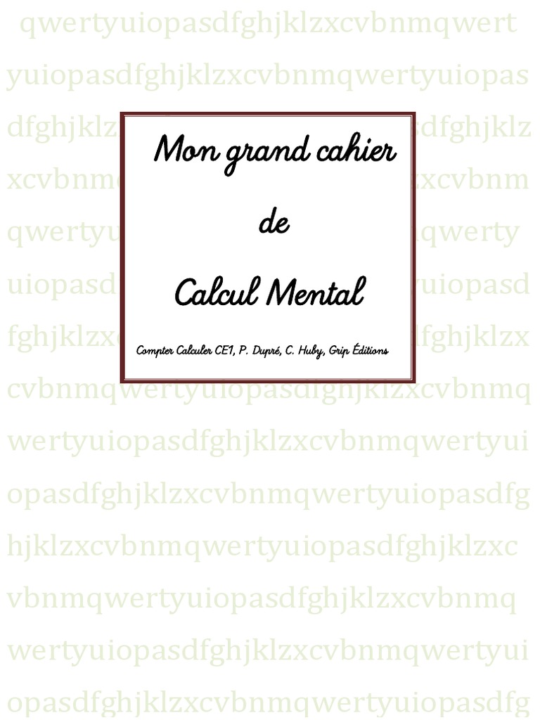 Cahier de Calcul Mental CE1 | PDF | Formule 1 | Compétition automobile