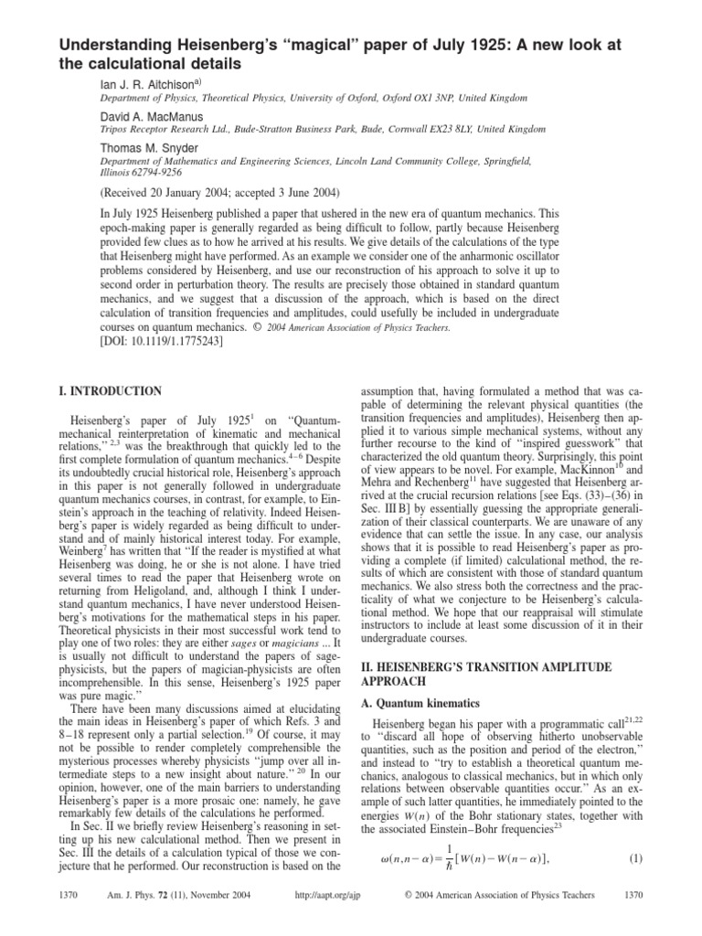 06 - Ian Aitchison | PDF | Quantum Mechanics | Perturbation Theory ...