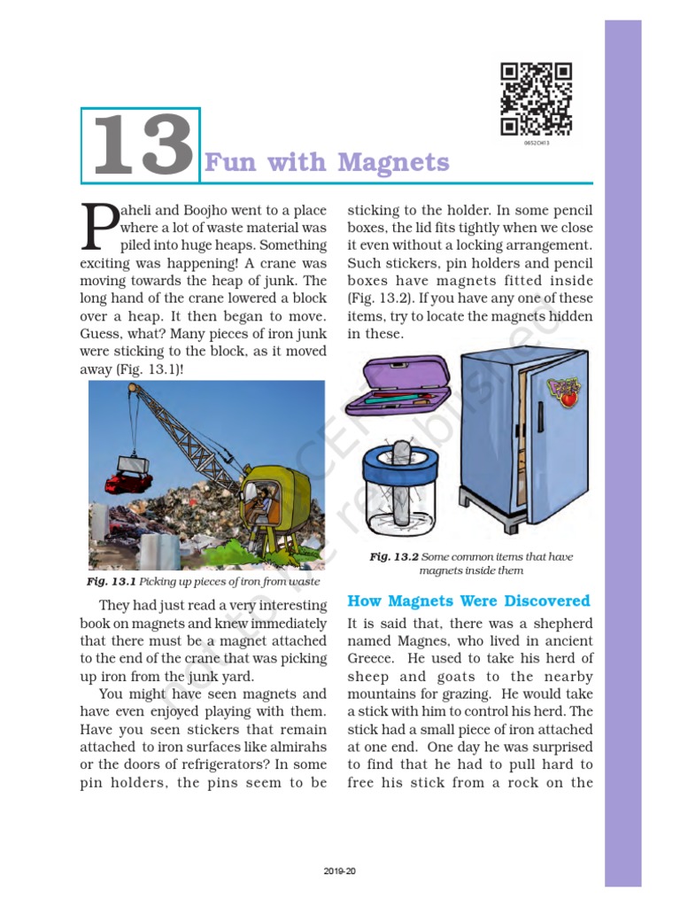 Cbse Class 6 Ncert Books Science Chapter 13 Fun With Magnets Pdf