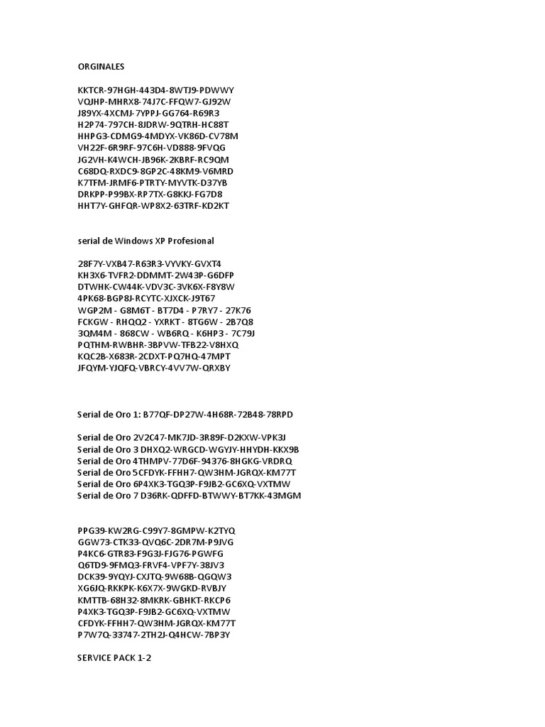 Serial de Windows XP Profesional | PDF | Windows Nt | Computer Architecture