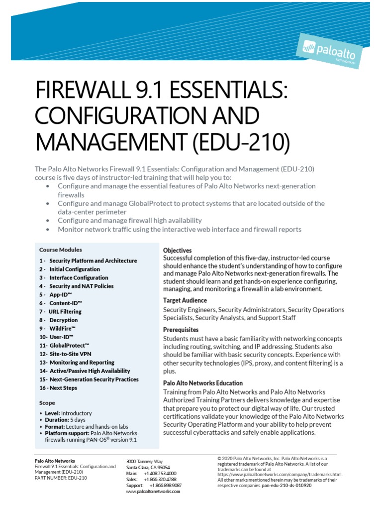 Firewall Essentials (EDU-210) | PDF | Firewall (Computing) | Computer Network