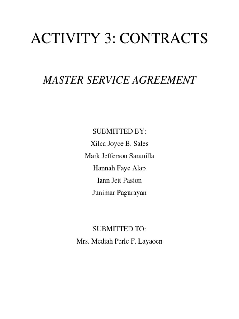 Activity 3. Contracts. MSA | PDF | Driving | Floristry