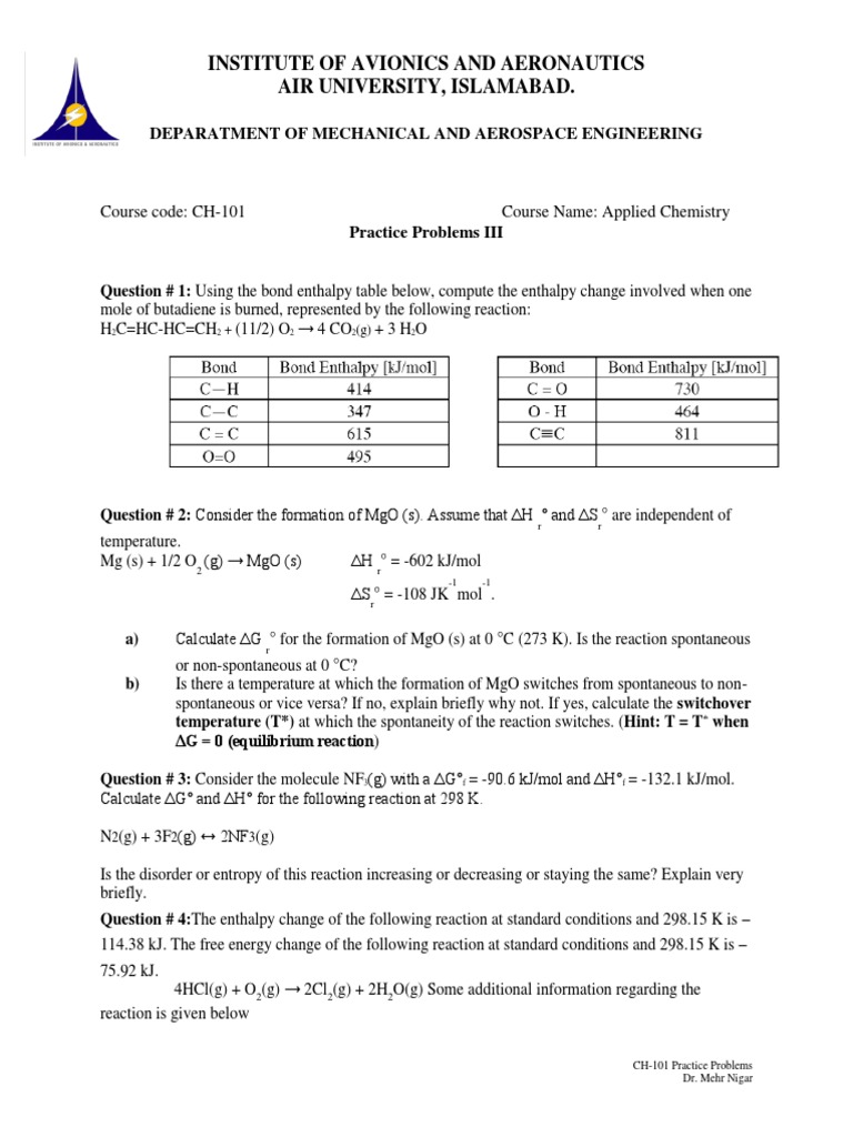 Chemistry Practice Numericals | PDF | Chemical Reactions | Properties ...