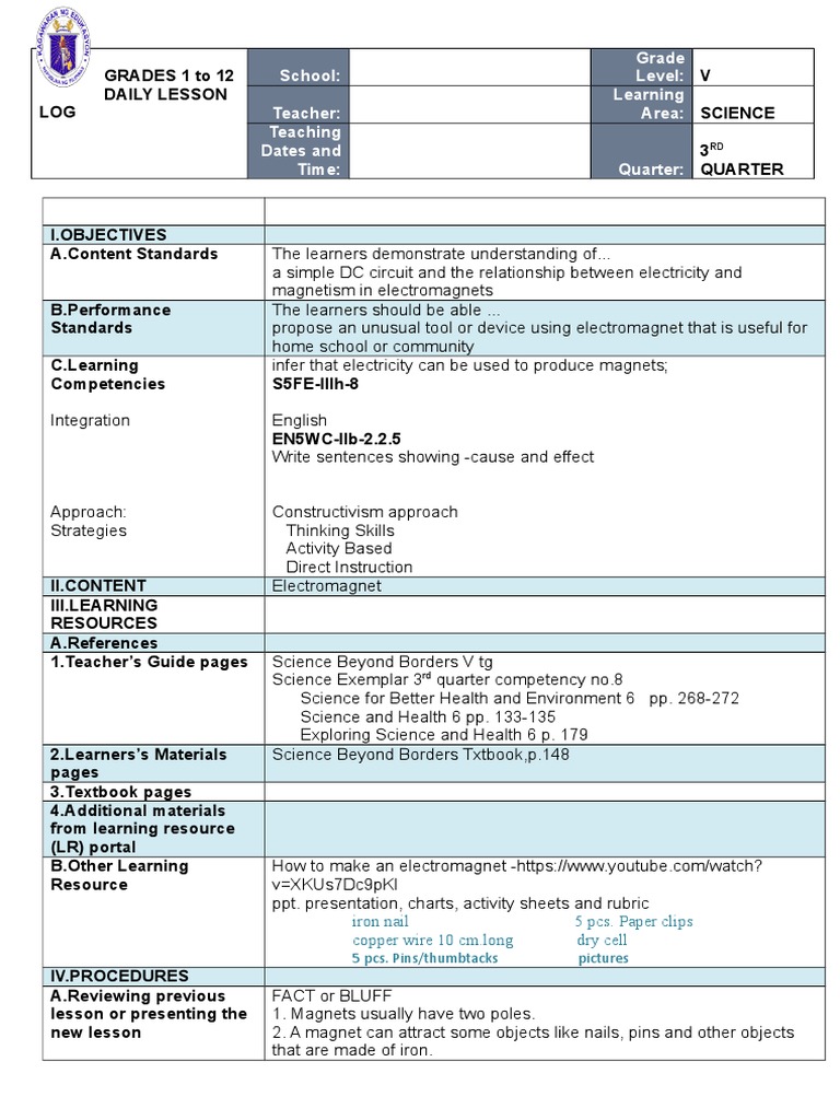 Cot Science 3rd | PDF | Magnet | Electricity