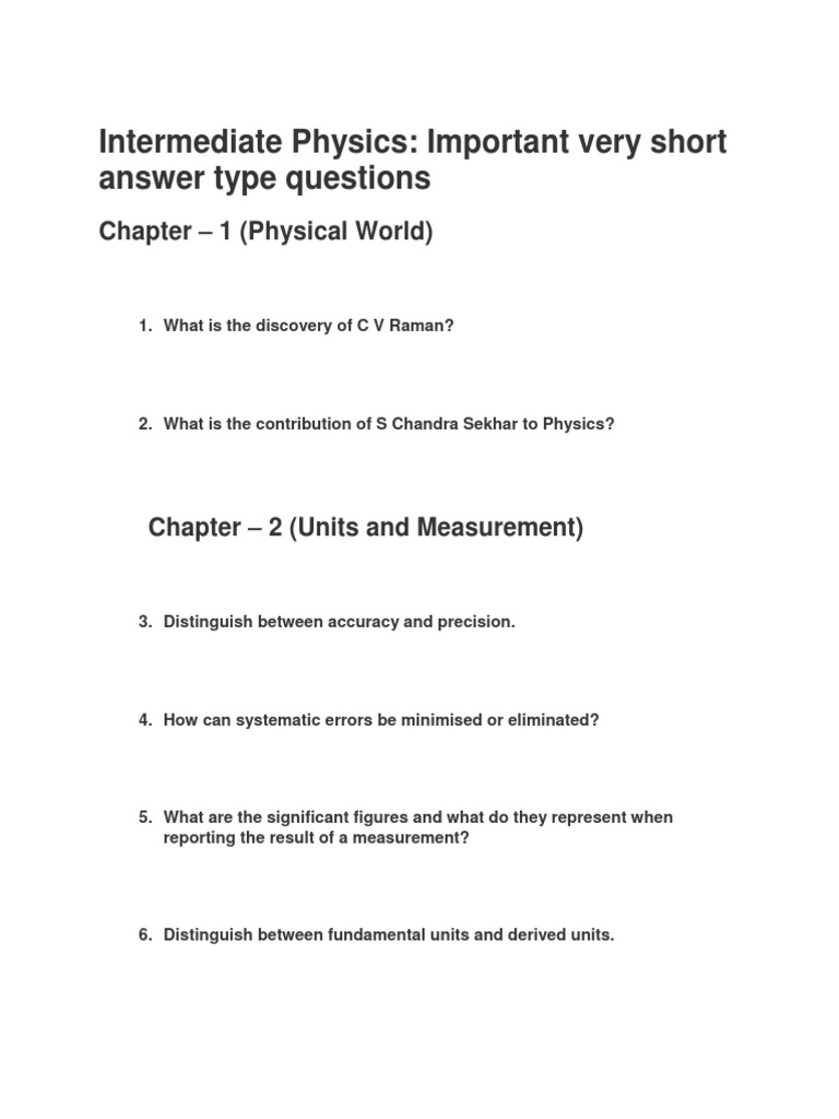 Intermediate 1 Physics Important Questions | PDF | Collision | Velocity