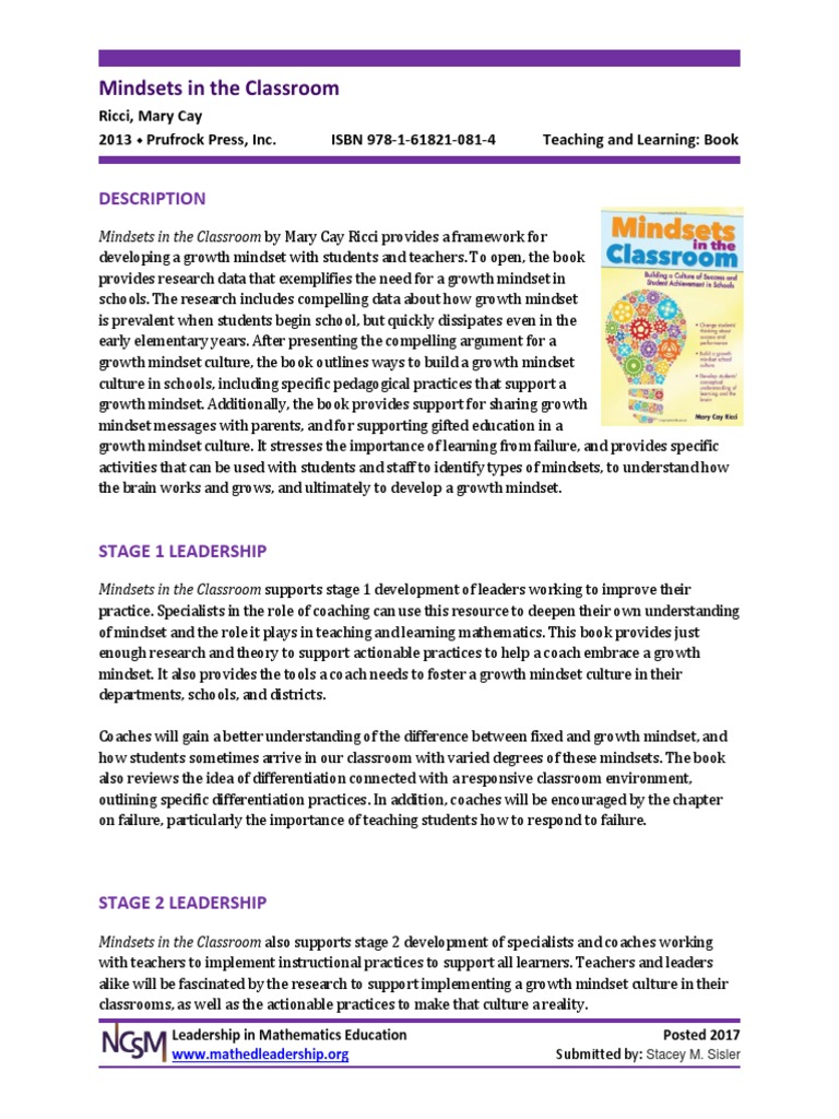 Mindsets in The Classroom | PDF | Mindset | Teachers