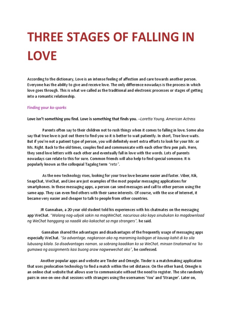 Three Stages of Falling in Love | PDF | We Chat | Courtship