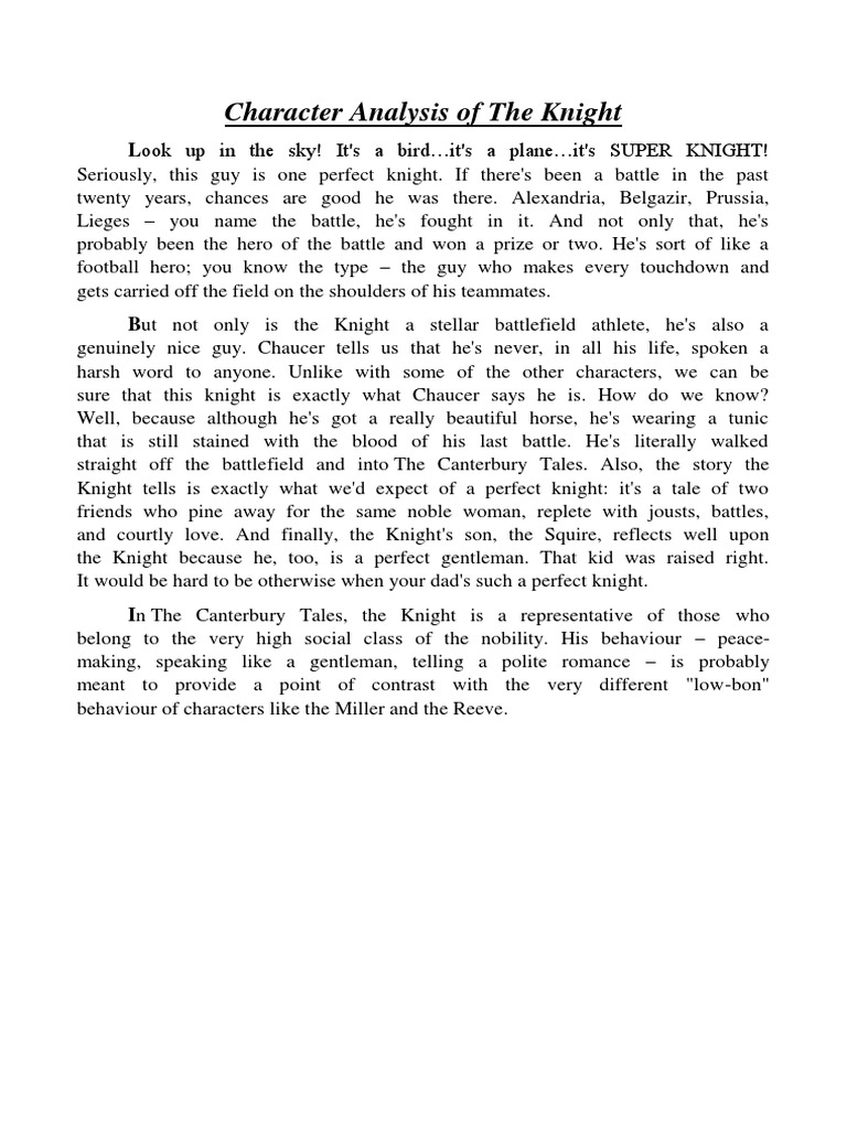 Character Analysis of The Knight | PDF | Knight | The Canterbury Tales