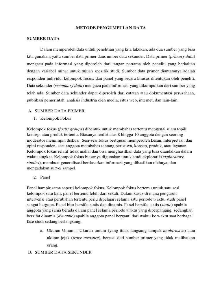 Metode Pengumpulan Data | PDF | Karier & Perkembangan | Komputer
