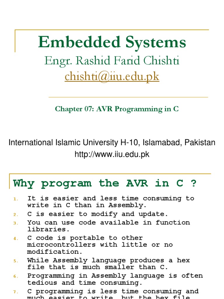 Ch07 AVR Programming in C | PDF | C (Programming Language) | Computer Architecture
