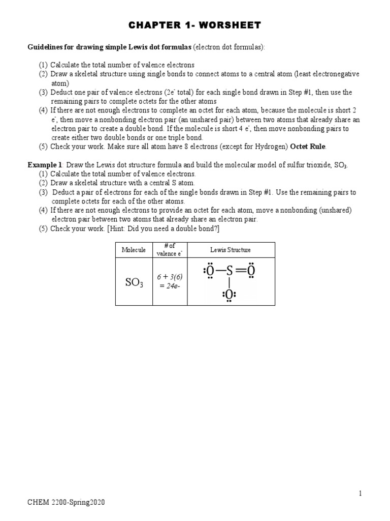 Lewis Structures Worksheet Guide | PDF | Covalent Bond | Chemical Bond