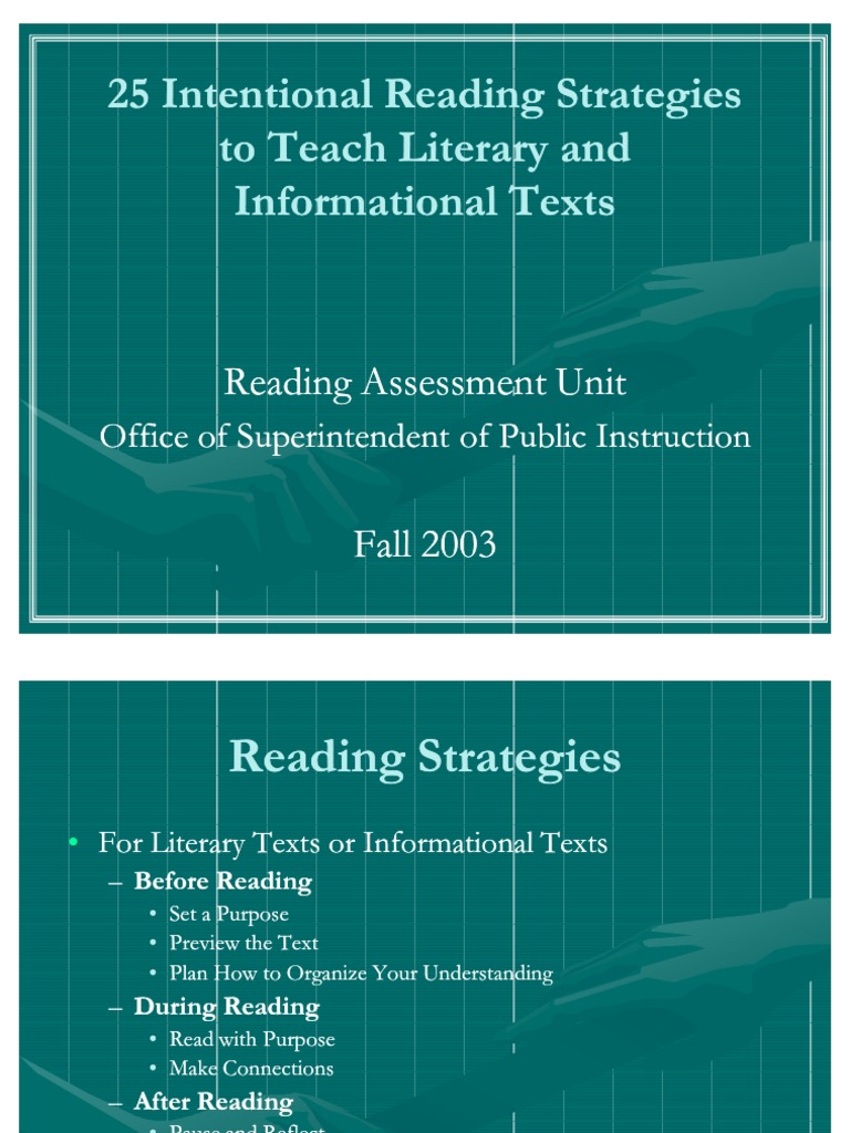 Intentional Reading Strategies To Teach Revised | PDF | Reading ...