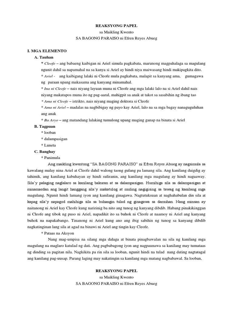 Reaksyong Papel | PDF