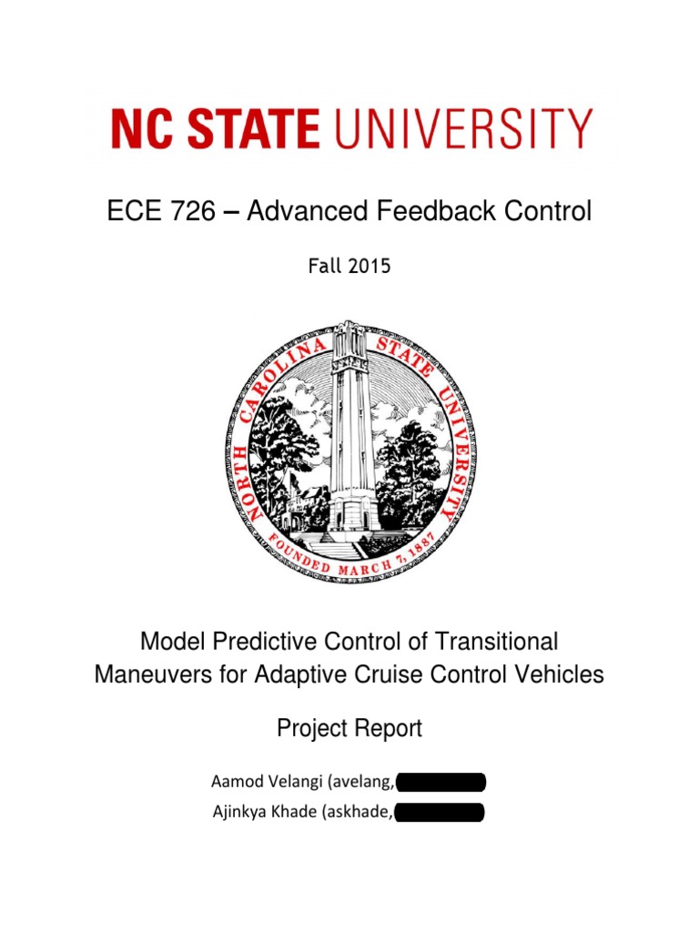 ECE 726 - Project Report - Redacted | PDF | Acceleration | Control Theory
