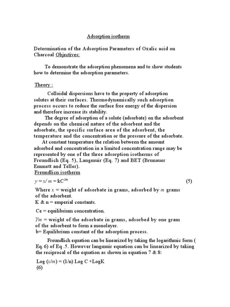 Adsorption Isotherm | PDF | Adsorption | Chemical Engineering