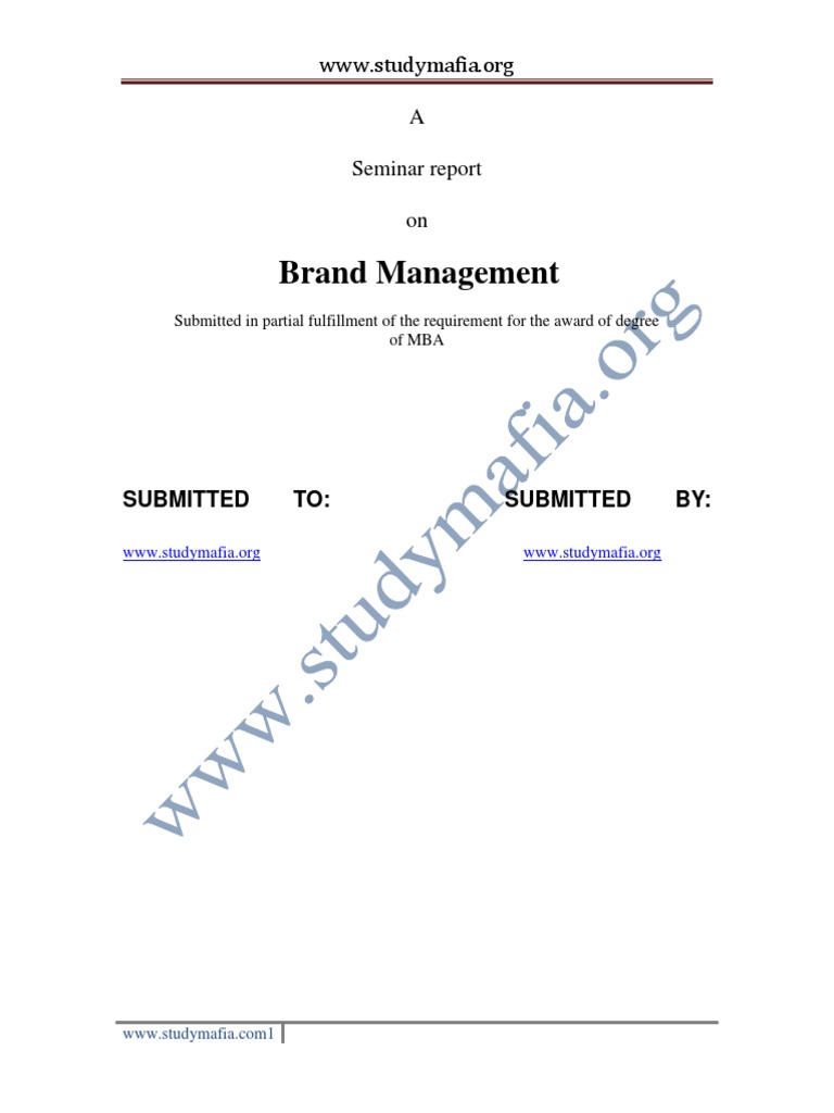 Mba Brand Management Report | PDF | Brand Management | Brand