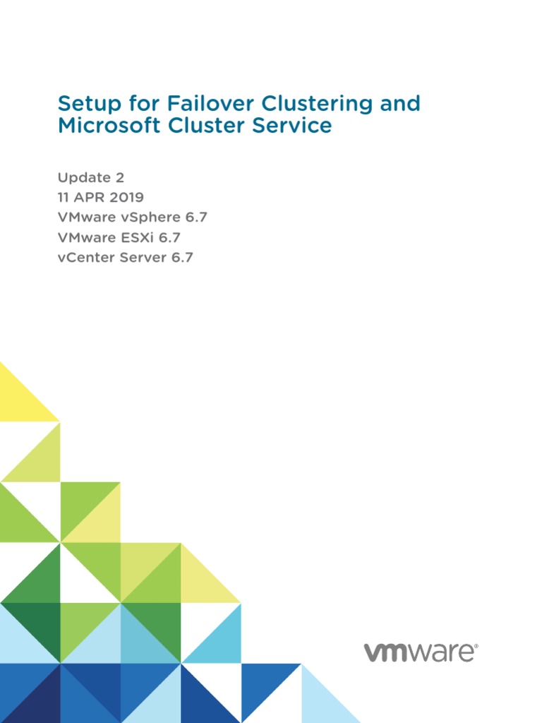 Setup For Failover Clustering and Microsoft Cluster Service PDF | PDF | Computer Cluster | V Mware