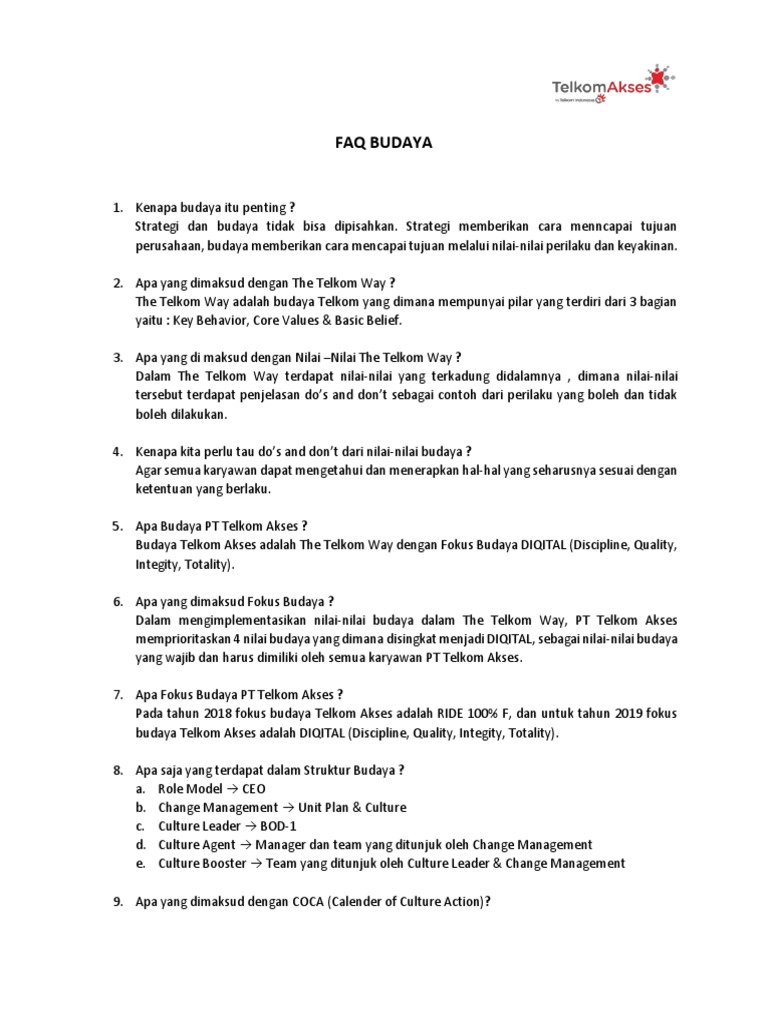 FAQ Budaya Perusahaan | PDF