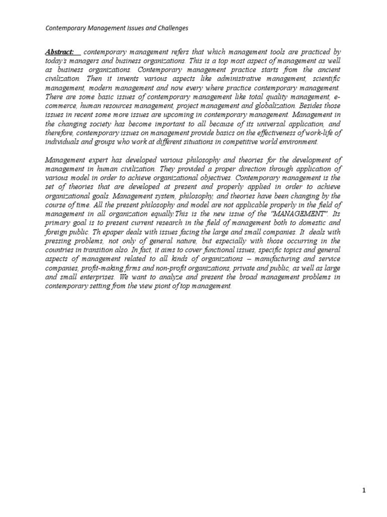 Contemporary Management Issues | PDF | Enterprise Resource Planning ...