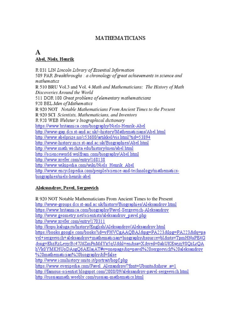 MATHEMATICIANS | PDF | Teaching Mathematics | Inquiry