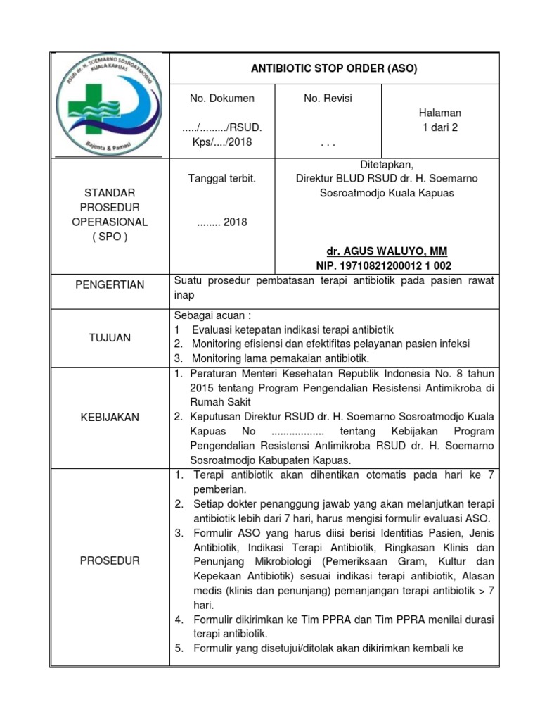 SPO Antibiotic Stop Order (ASO) | PDF | Pengembangan Diri | Kesehatan Holistik