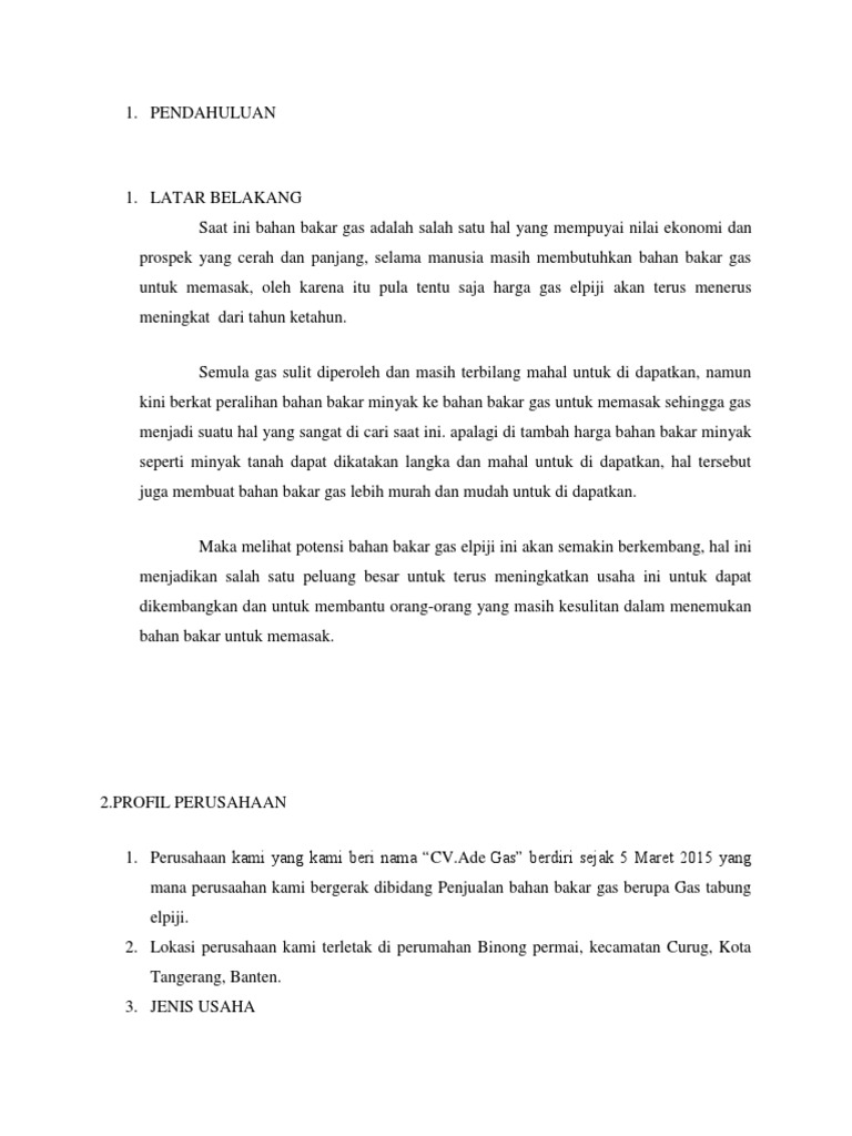 Proposal Usaha Pangkalan Gas Elpiji 3 KG | PDF | Bisnis