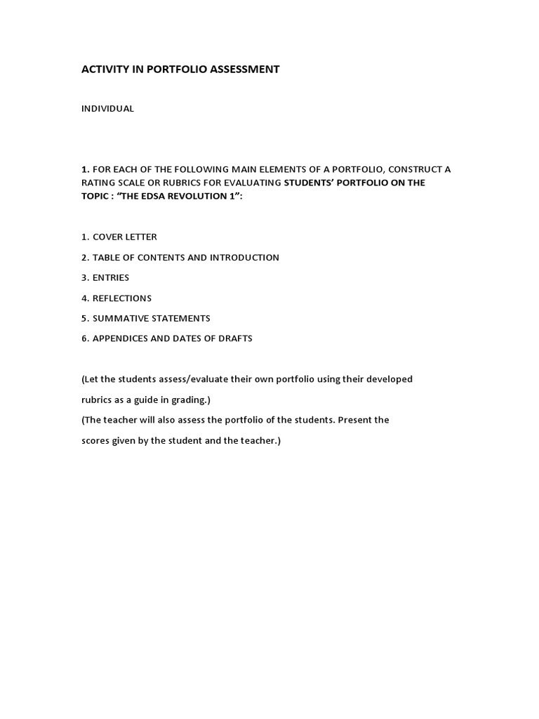 Activity in Assessment 2-Portfolio Assessment | PDF