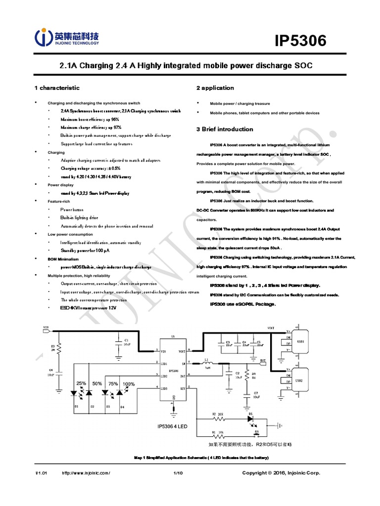 IP5306 Datasheet V1.01.en | PDF | Manufactured Goods | Computer Engineering
