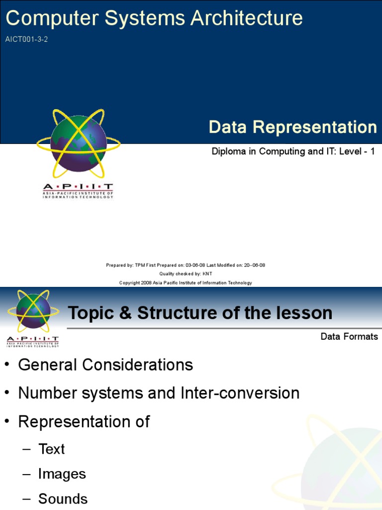 02 CSA Data Representation | PDF | Data Compression | Video