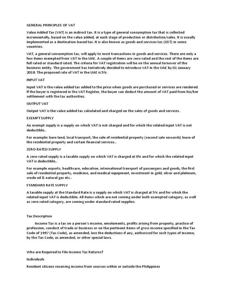 General Principles of Vat | PDF | Value Added Tax | Income Tax