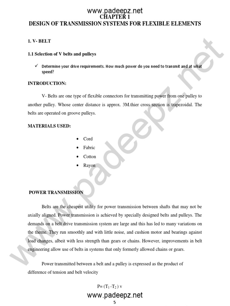 ME8651 Notes Design of Transmission Systems | PDF | Belt (Mechanical ...