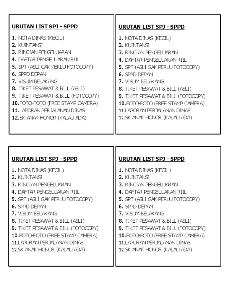 Urutan SPJ - SPPD | PDF