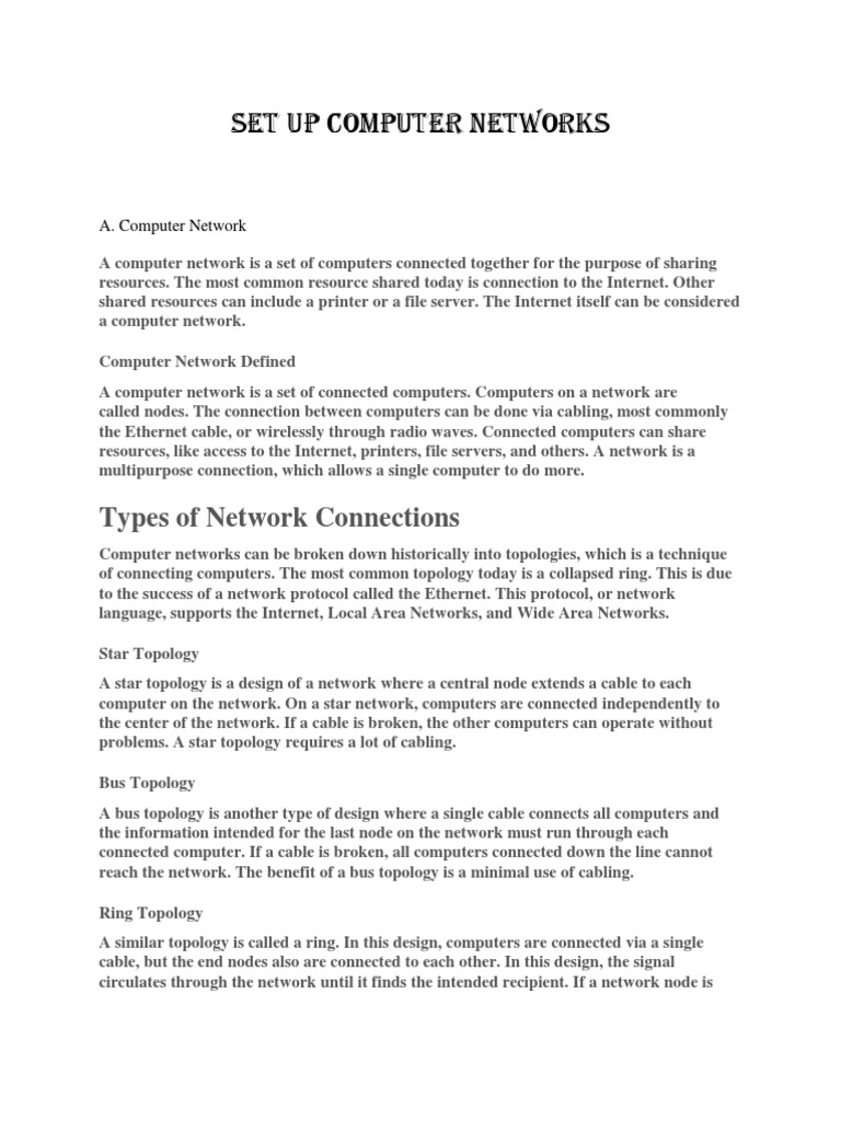 Set Up Computer Networks 2 | Download Free PDF | Network Topology ...