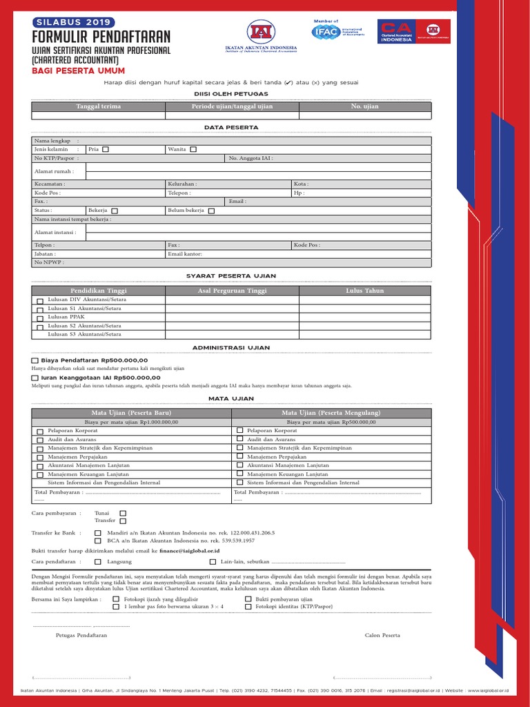 Formulir CA IAI | PDF