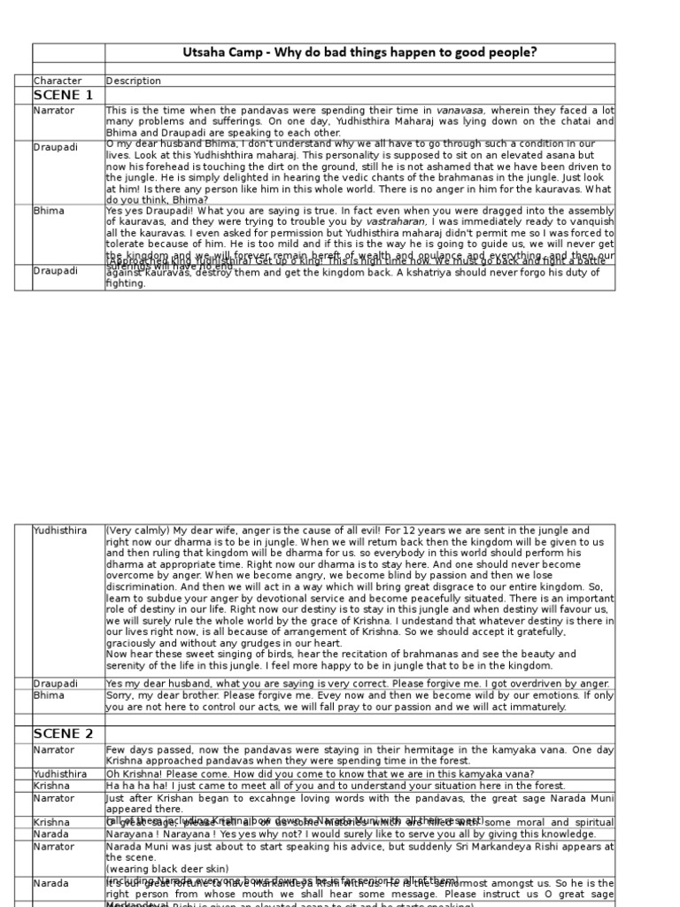 Why Do Bad Things Happen To Good People - Utsaha Camp Drama Script ...