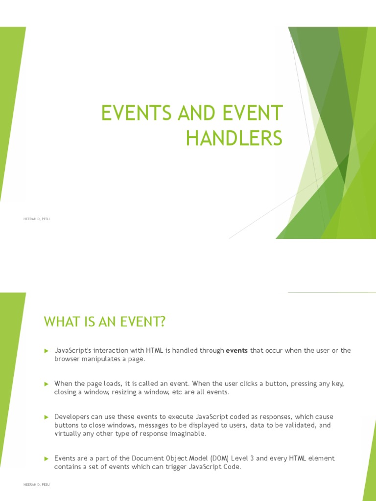 Events and Event Handlers PDF | PDF | Http Cookie | Java Script