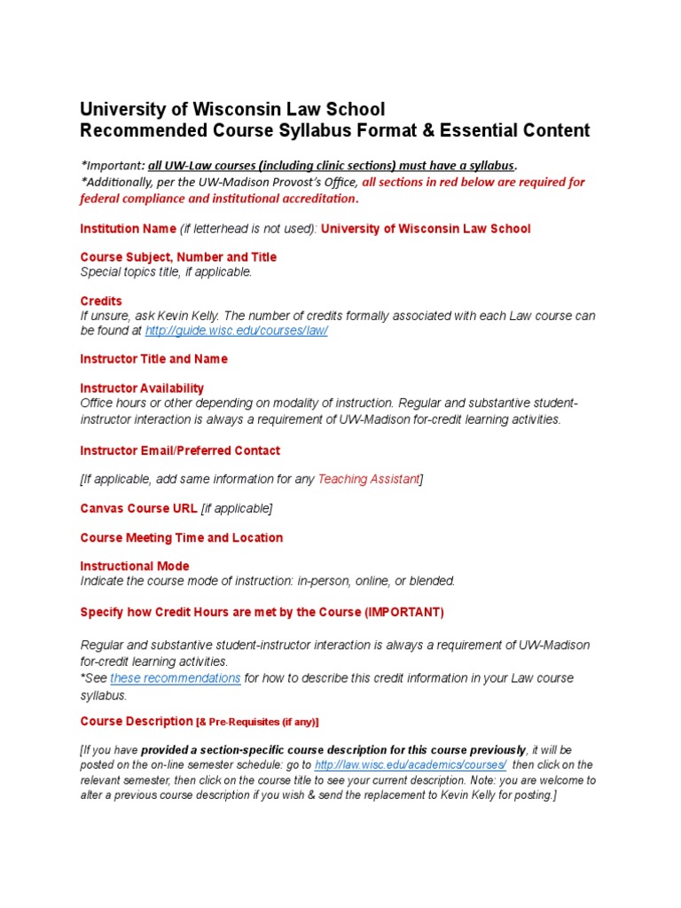 Law School Course Syllabus Template | PDF