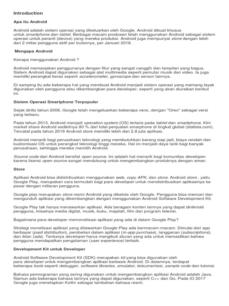 Belajar Pemrograman Android Pemula | PDF