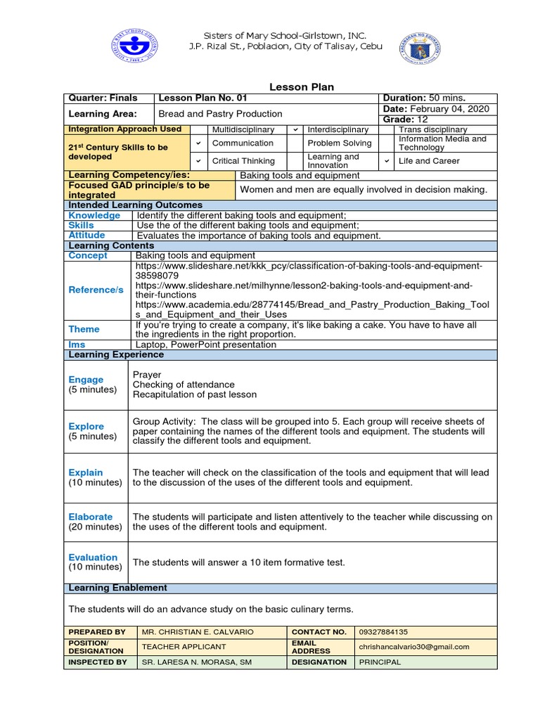 Baking Lesson Exemplar | PDF | Baking | Interdisciplinarity