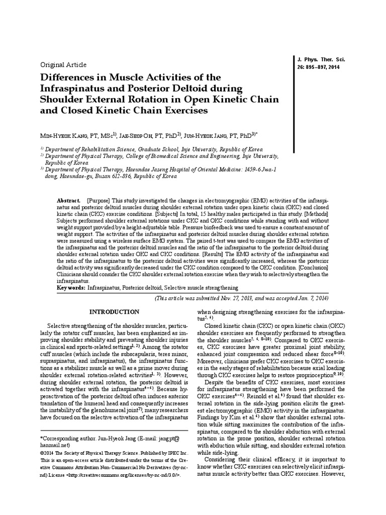 Differences in Muscle Shoulder External Rotation in Open Kinetic Chain ...