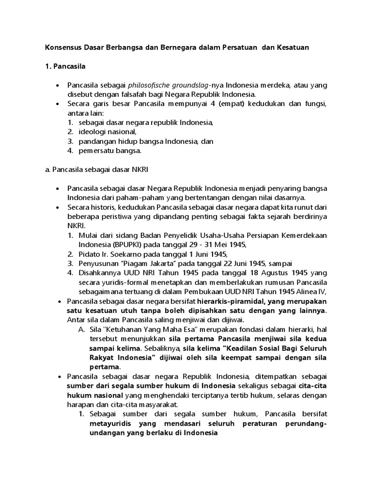 Konsensus Dasar Berbangsa Dan Bernegara Dalam Persatuan | PDF