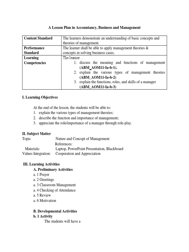 A Lesson Plan in ABM | PDF | Intellectual Property | Patent